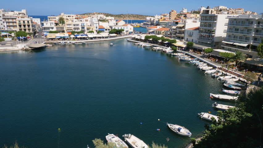 View of the port at Agios Nikolaos, Greece image - Free stock photo ...
