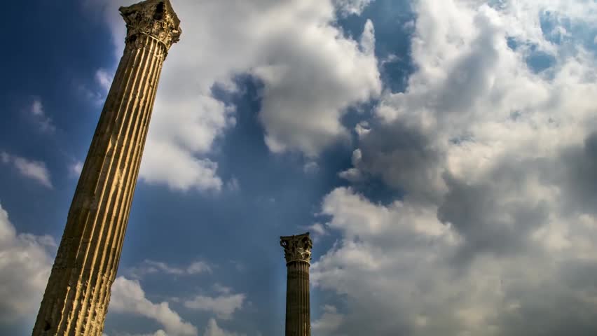 Animation Of A Piece Of An Ancient Greek Temple With Clouds In The ...