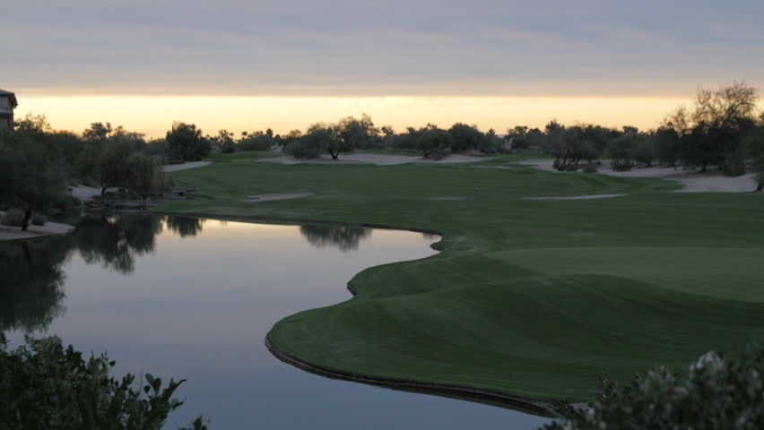 Golf Course Landscape at Sunset Stock Footage Video (100% Royalty-free ...