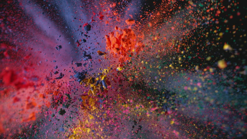 Multi Colored Powder Flying in Stock Footage Video (100% Royalty-free ...