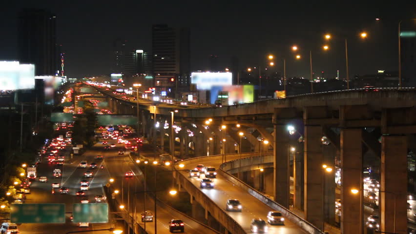 Night Scene of Traffic Road Stock Footage Video (100% Royalty-free ...