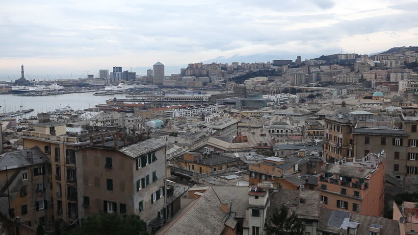 Stock video of aerial view of genoa skyline, italy, | 3400133 ...