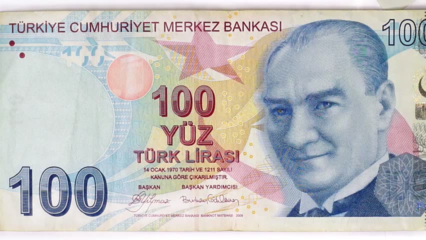 100 Lira Banknotes Rotating in Stok Video (%100 Telifsiz) 3443093 ...