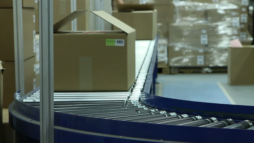 Stock video of shipping box in motion on conveyor | 3461273 | Shutterstock