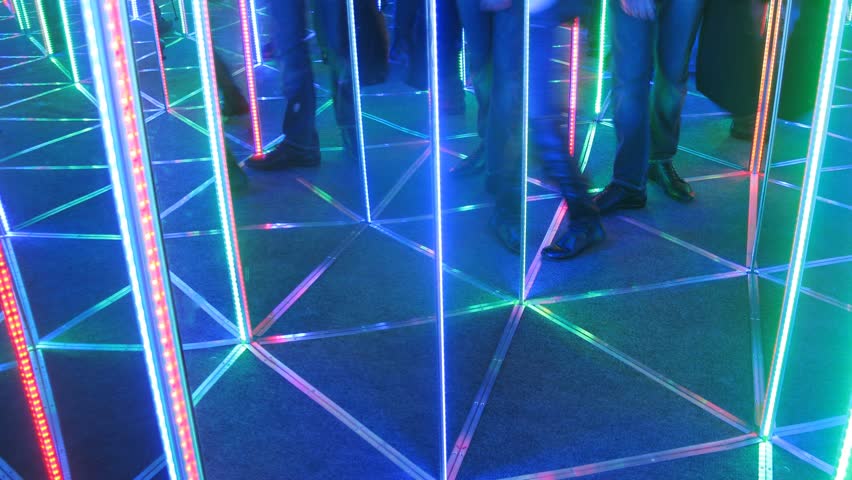 Stock Video Clip of Inside the mirror labyrinth floor view. Timelapse ...