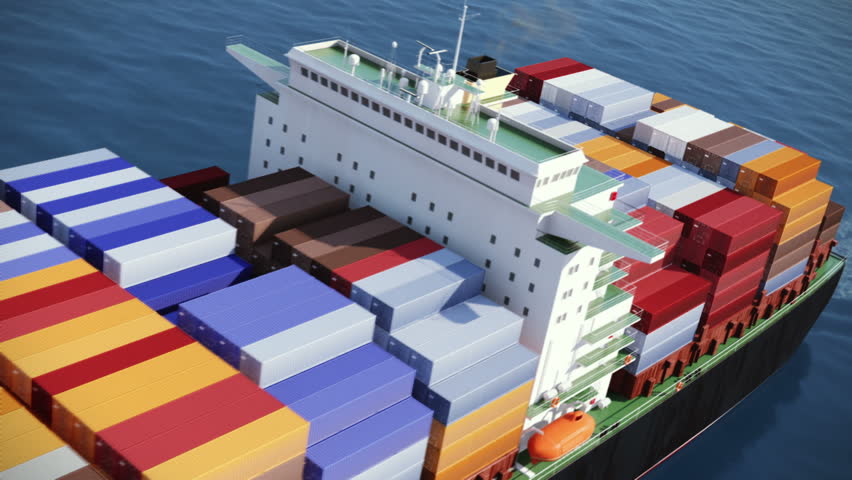 Stock Video Clip of HD 1080p: Aerial shot of container ship | Shutterstock