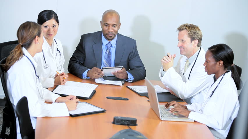 Multi Ethnic Team Male Female Medical Doctors Having Successful ...