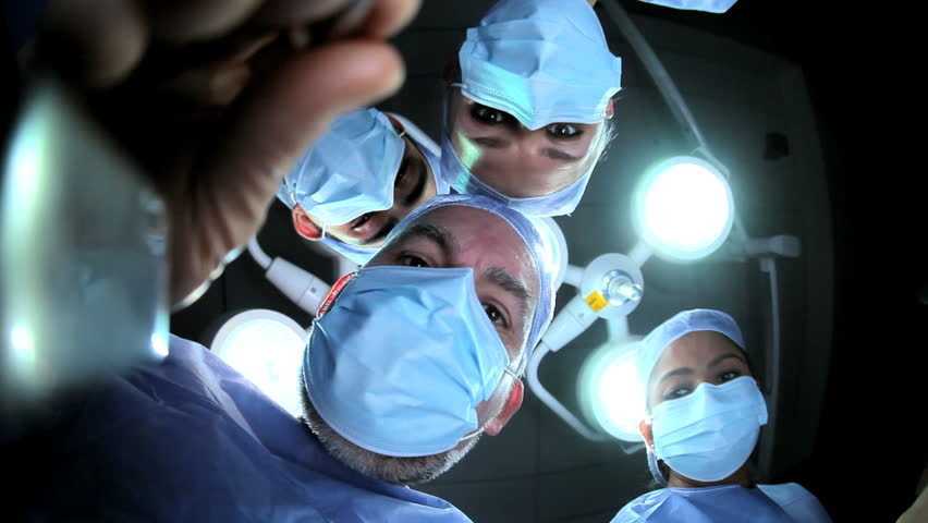 Patient Point Of View Male Female Surgeons Nurses Wearing Surgical ...