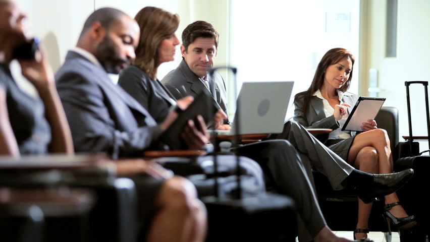 Caucasian African American Successful Business People Talking In ...