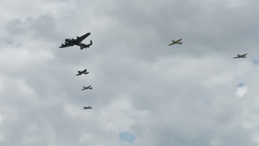Stock video of avro lancaster bomber flying in formation | 3875153 ...