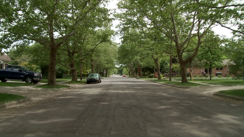 Small Town Residential Street And Sidewalk For Use As Green Screen ...