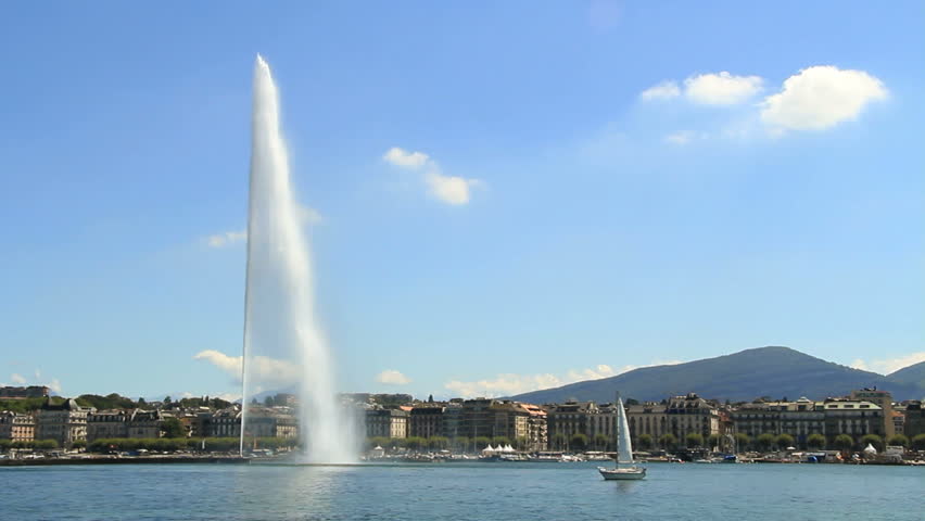 Geneva Water Fountain (jet Deau) Stock Footage Video (100% Royalty-free ...