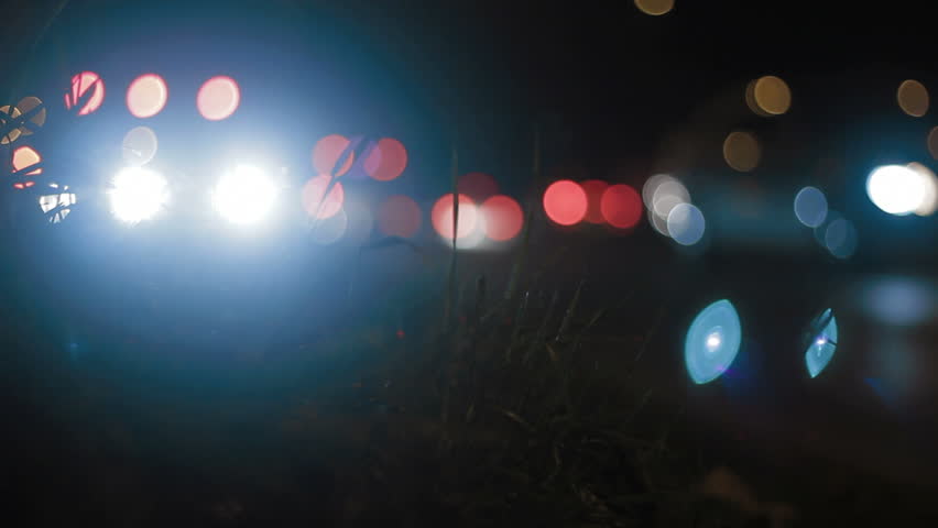 Red And Blue Flashing Police Lights At Emergency Crime Scene Stock ...