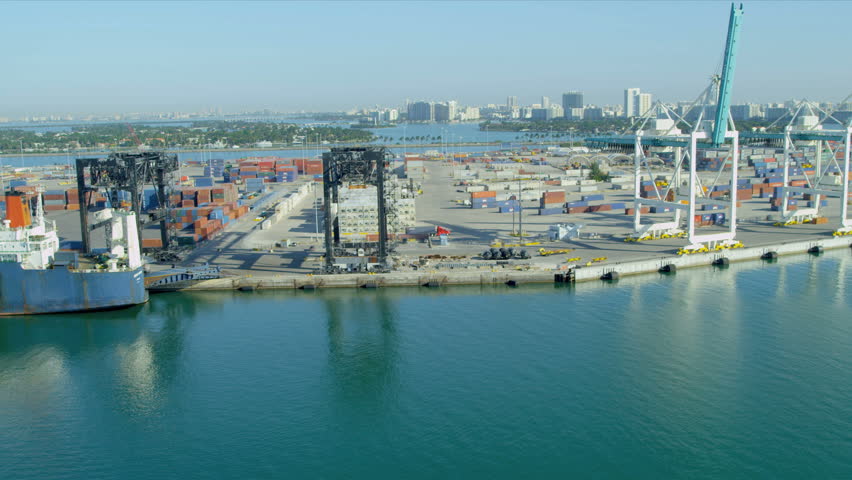 Aerial View Port of Miami Stock Footage Video (100% Royalty-free ...