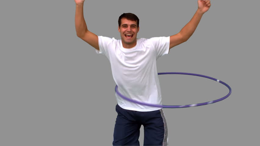 Man Playing With A Hula Hoop On White Screen In Slow Motion Stock ...