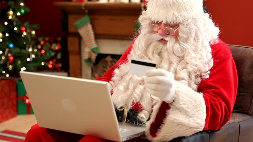 Santa Claus Working On Laptop Computer Stock Footage Video 4551545 ...