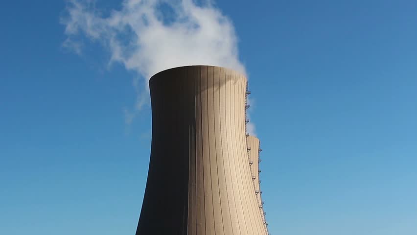Cooling Towers Of Nuclear Power Plant Against The Blue Sky Stock ...