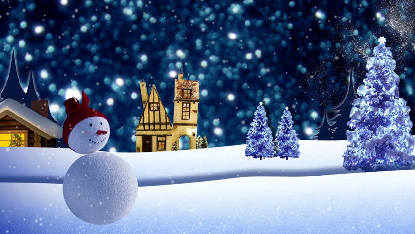 Loop Able Christmas Snow Globe Snowflake With Snowfall On Blue ...