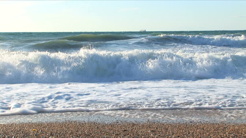 Beautiful Waves Fight About Coast. Stock Footage Video (100% Royalty ...