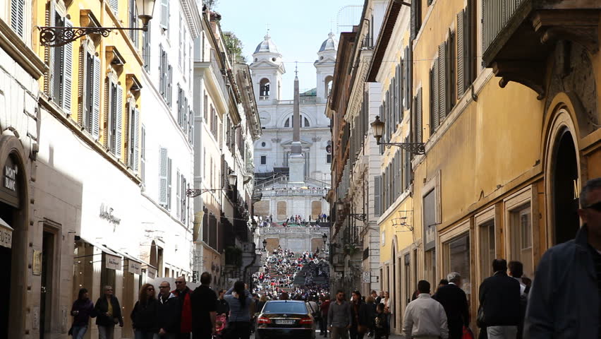 Bologna, Italy - Circa 2016: Via Rizzoli Street View With Famous Two ...