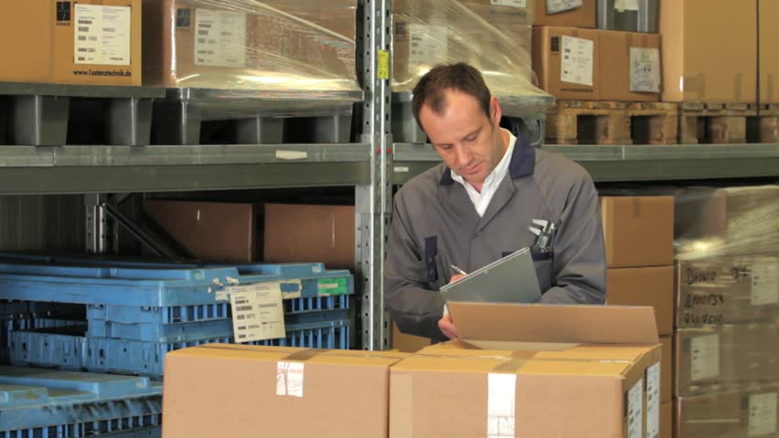 Warehouseman - Logistic Manager - Controls Goods. Stock Footage Video ...