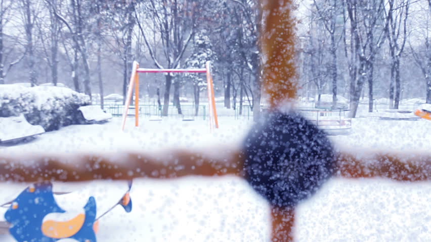 Small Snowflakes Falling, The Snow Is Blowing, Thin Twigs In The ...