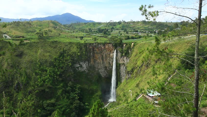 Huge Tropical Waterfall (sipiso Piso Stock Footage Video (100% Royalty ...