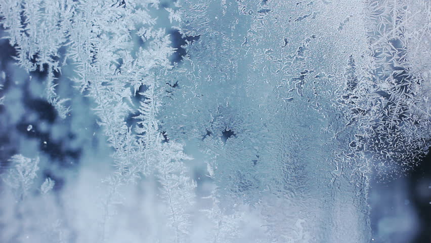 Frozen Water Drops On Glass Window In Winter/ Window Frost Stock ...