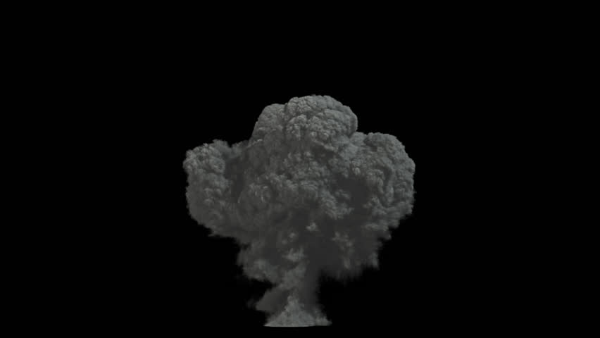 Explosion With Smoke, Top Down Vertical View, Isolated On Black ...