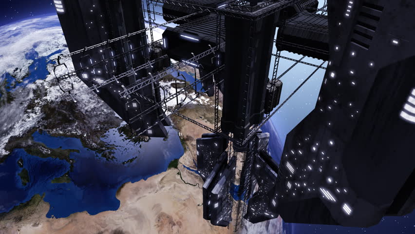 Broken Satellite Falling To Earth. 3D Animation. Stock Footage Video ...