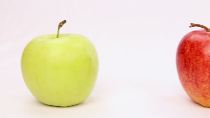 Green Apple Rotation On A White Background, Eating Apple Timelapse 4K ...