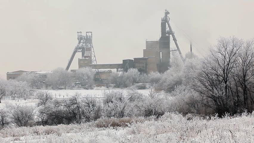 Coal Mine In Winter, Donbass. Donetsk Region, Ukraine. Full HD Stock ...