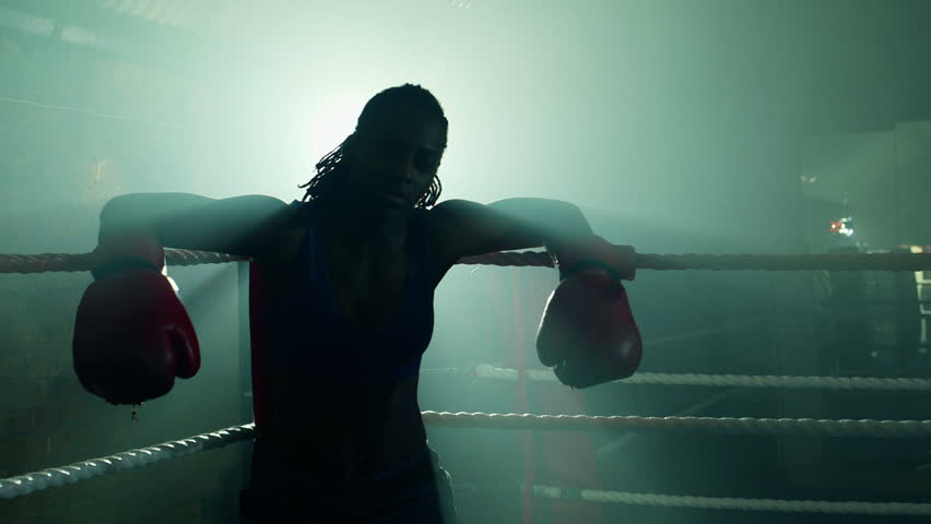Stock video of female boxer training in boxing club | 6117593 ...