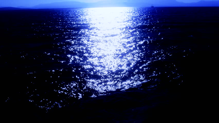 Deep Blue Moonlit Ocean at Stock Footage Video (100% Royalty-free ...
