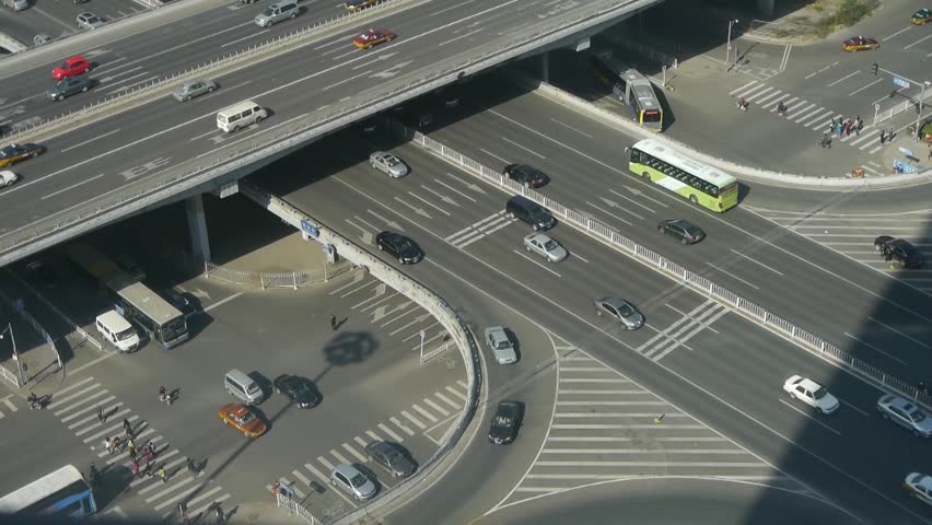 Aerial View of Crosswalk Overpass Stock Footage Video (100% Royalty ...