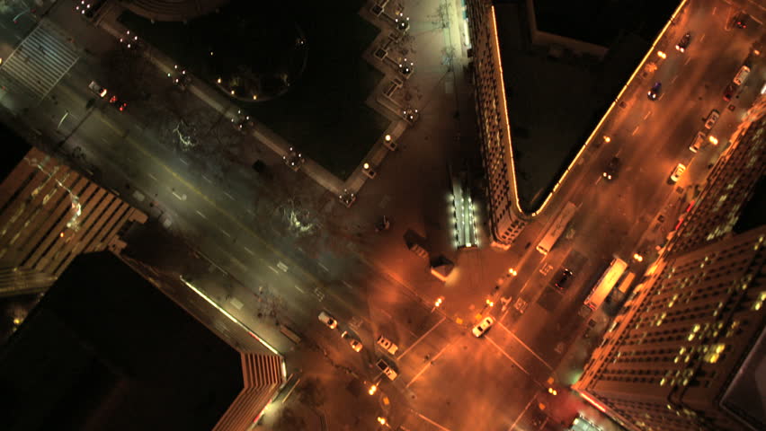 Aerial Overhead Night Rooftop View Stock Footage Video (100% Royalty ...