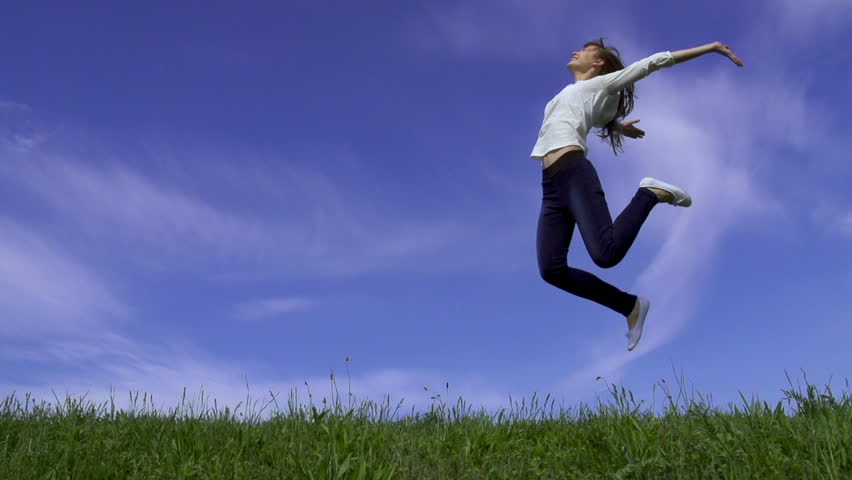 Woman Jumping With Excitement, Slow Motion Stock Footage Video 4656986 ...