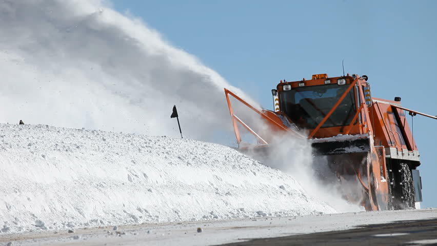 Stock video of snow blower on mountain road removing | 652393 ...