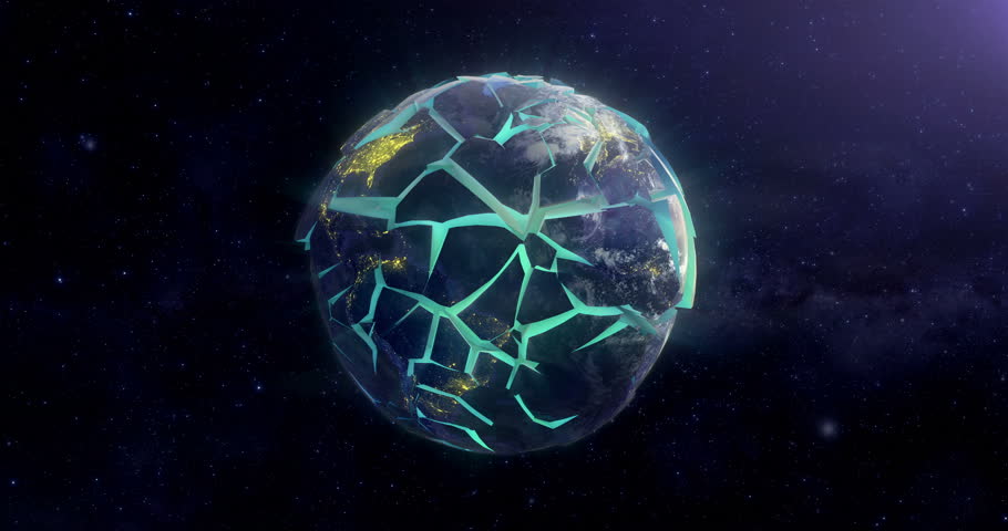 Exploding Earth 3d Animation. Concept Arkivvideomateriale (100 % ...