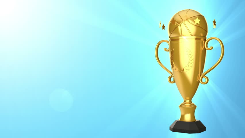 Rotation Golden Cup For Winners Of Basketball Game. Background For ...