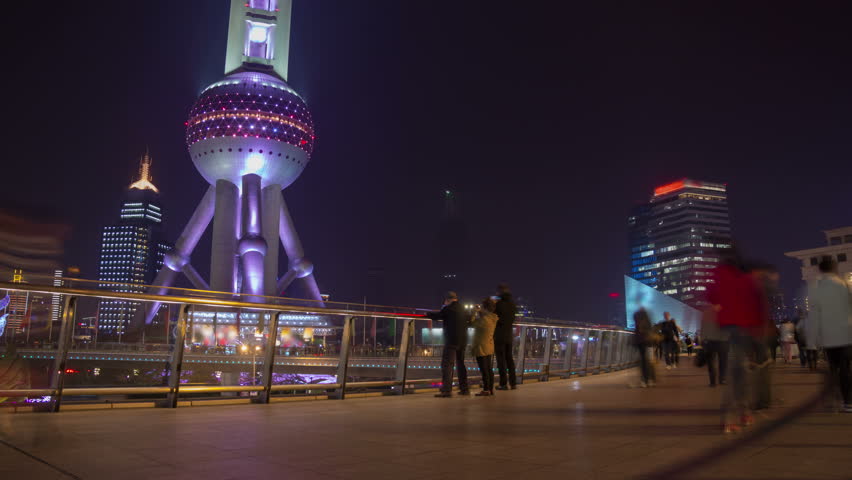 Shanghai - November 2015: Hyperlapse Of Roundabout Traffic With People ...