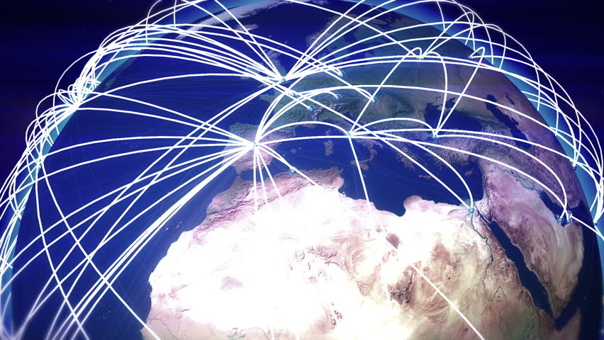 Worldwide Network Connections Globe From USA East Coast To Far-East ...