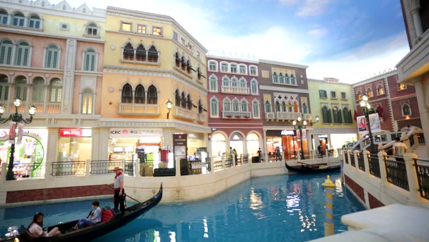 Macau, China - December 9, 2016: Gondoliers Singing Famous Italian ...