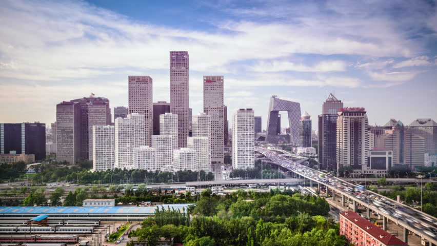 Beijing, China CBD Skyline Time Lapse From Day To Night. Stock Footage ...