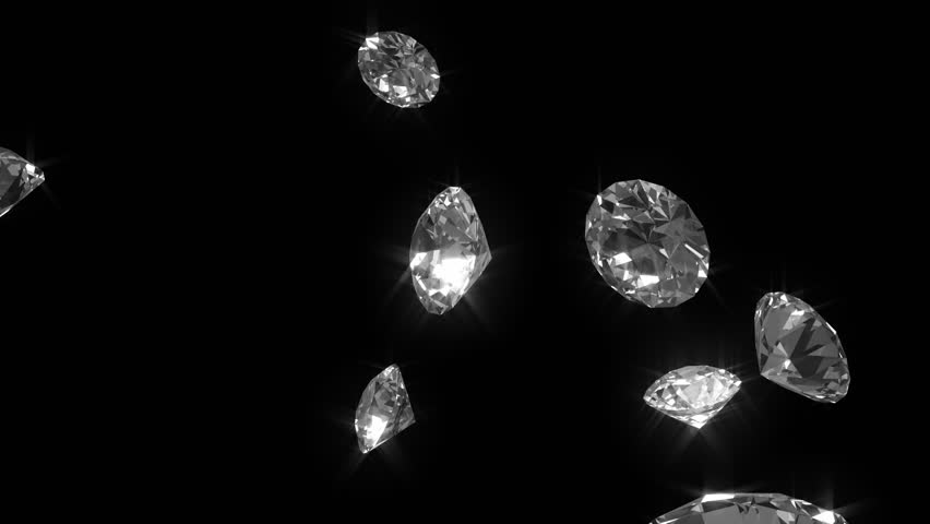 Diamonds Falling With Whirl And Disappearing. Slow Motion Stock Footage ...