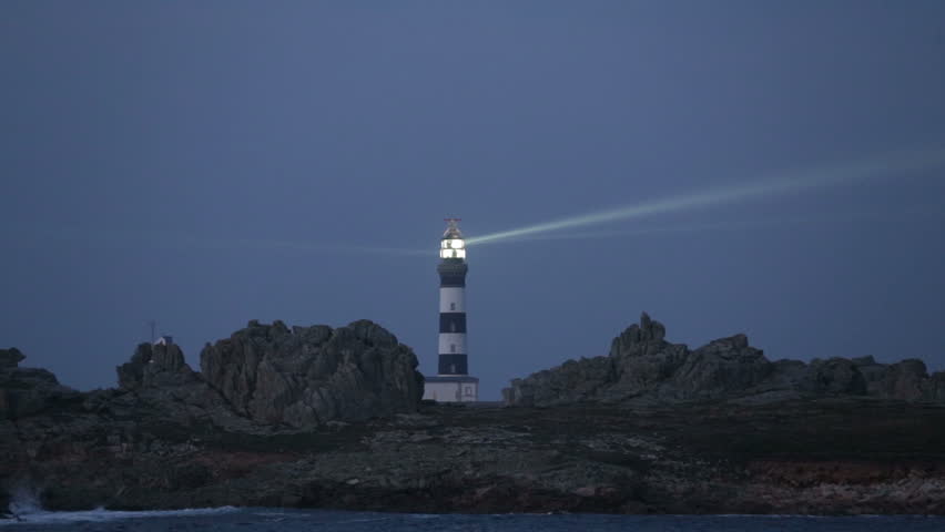 Stock video of creach lighthouse illuminated in evening, the | 7349593 ...