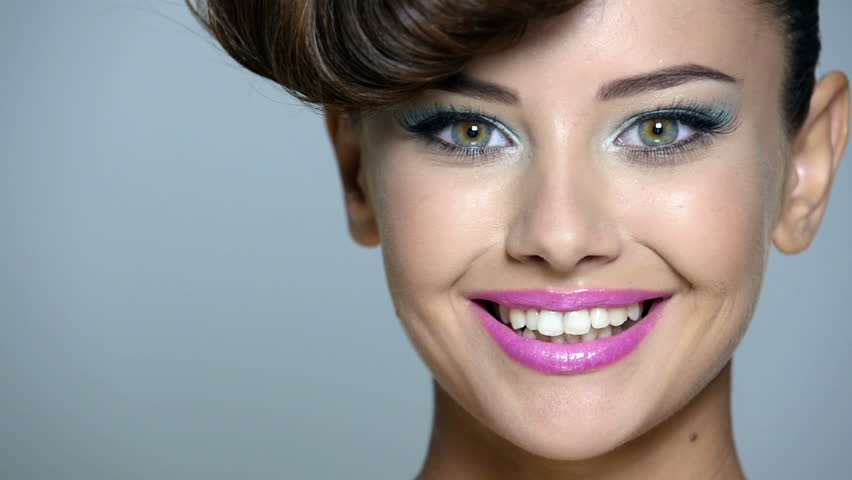 Stock video of closeup face of a beautiful expressive | 7397593 ...