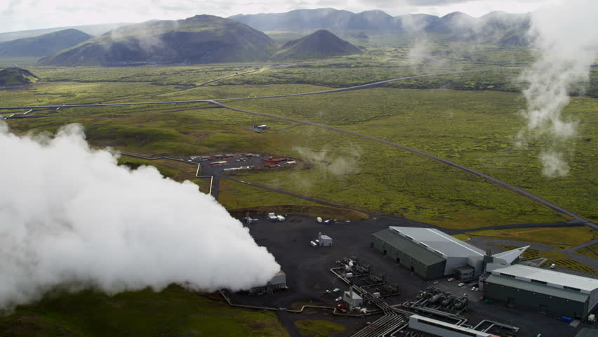 Aerial Geothermal Industrial Power Plant Renewable Clean Energy Power ...