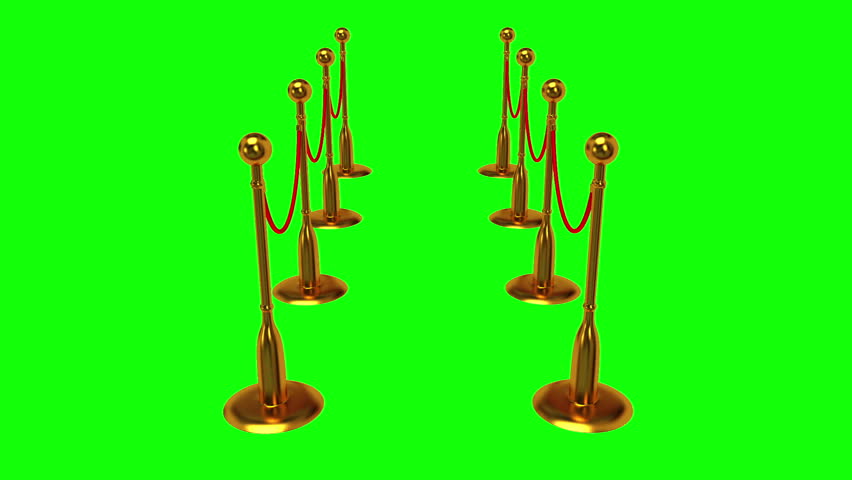 Animation Of Golden Rope Barrier. Fence With Red Rope Isolated On Green ...