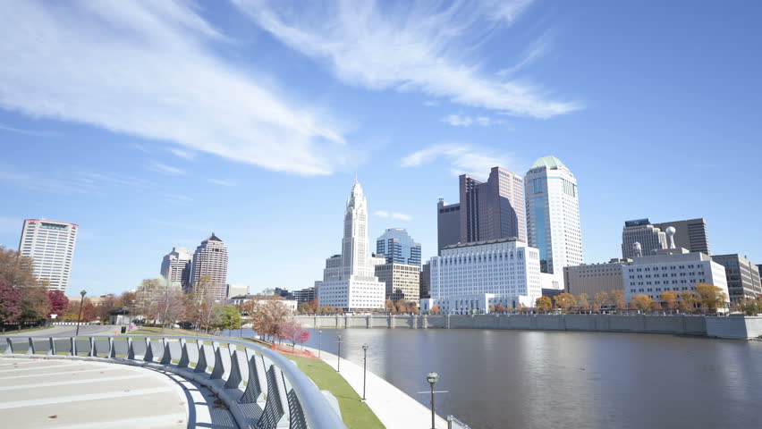 COLUMBUS, USA - NOV 9, 2011: 4K Time Lapse Of Columbus Skyline And The ...